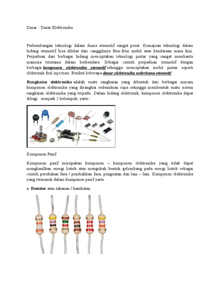 Dasar-Dasar Komponen Elektronika | PDF | Metode & Bahan Ajar | Sains ...