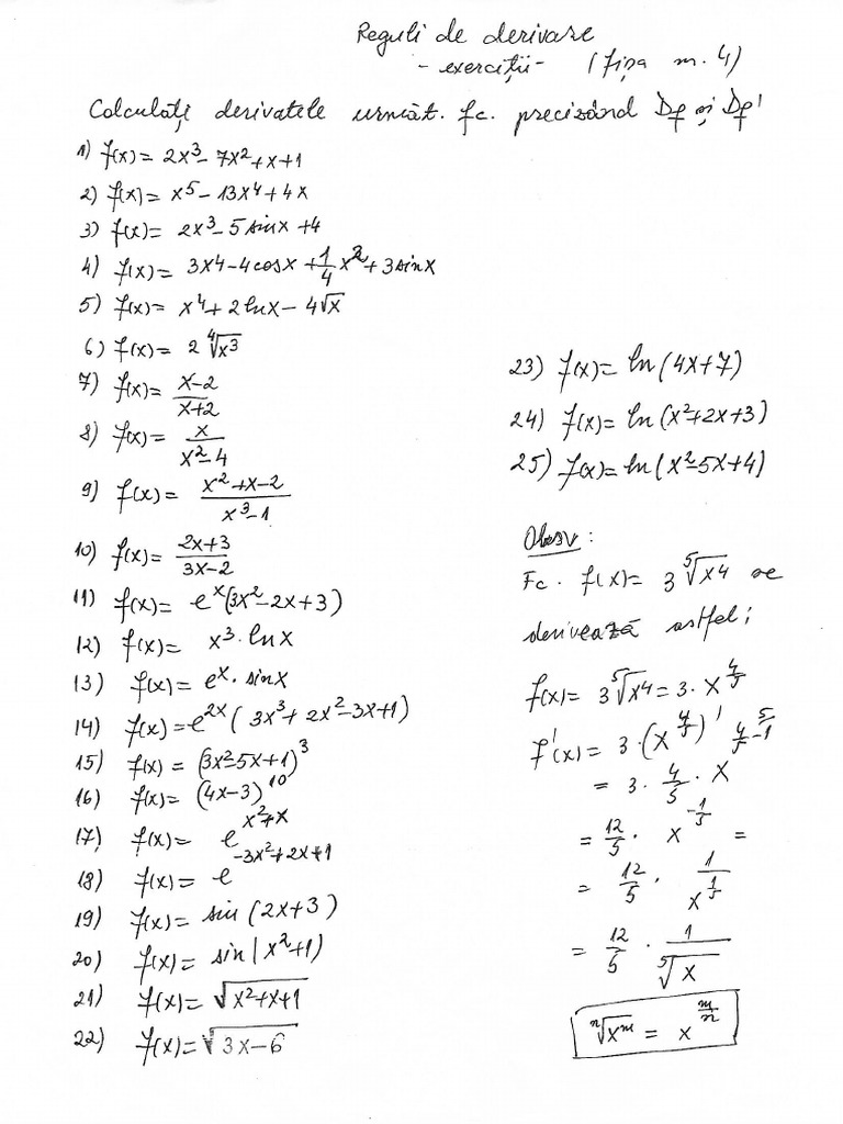 Reguli de Derivare Fisa 4 | PDF