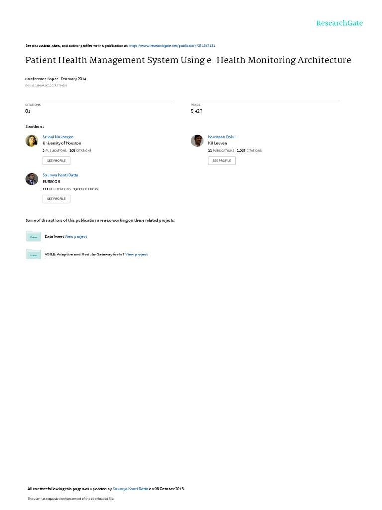Patient Health Management System Using E-Health Monitoring Architecture ...