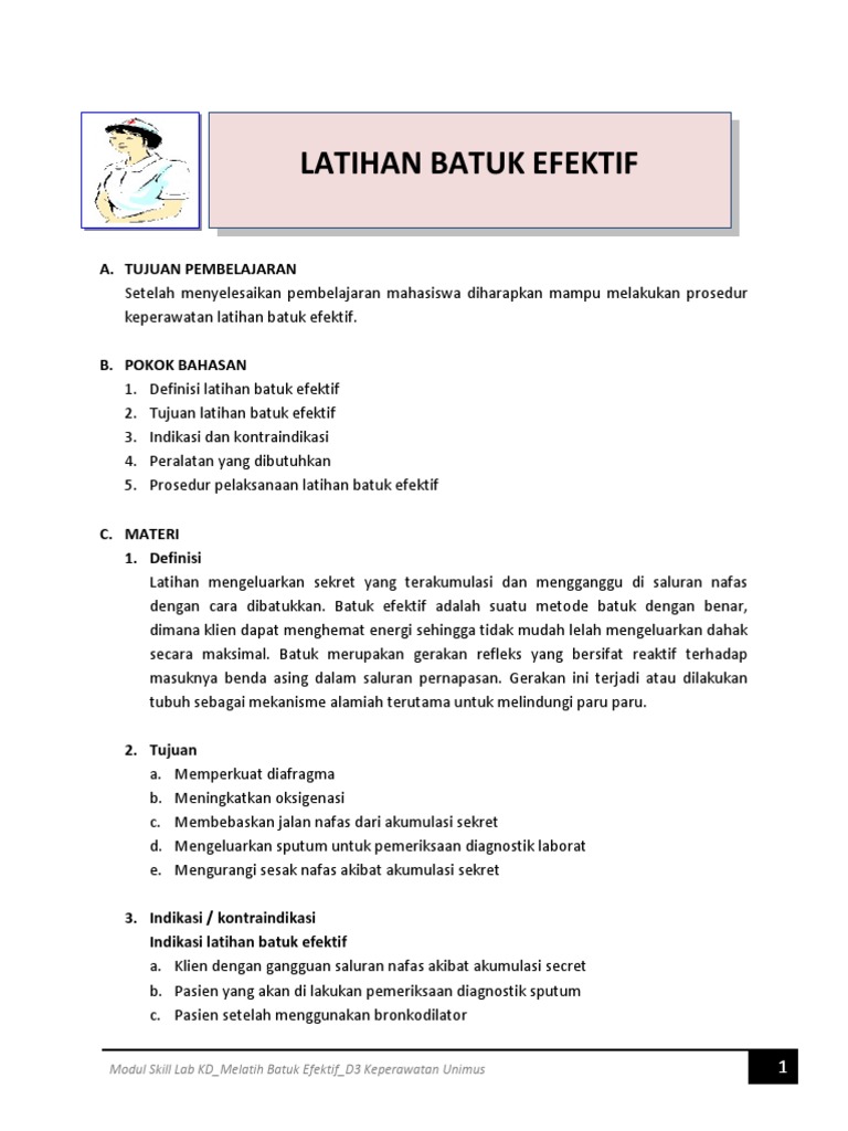 Modul Skill Lab Latihan Batuk Efektif | PDF