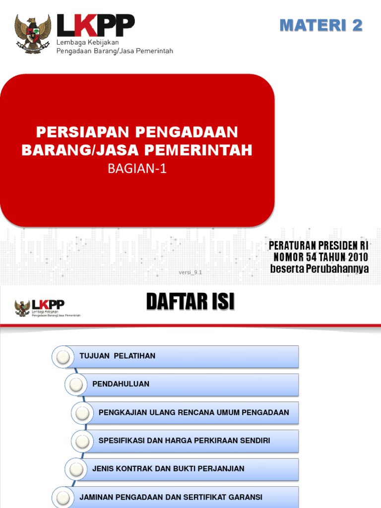 PPBJ-Modul 02 (Materi 02 - 50 Slide) - Versi 9.1 - Koreksian EDI | PDF | Bisnis