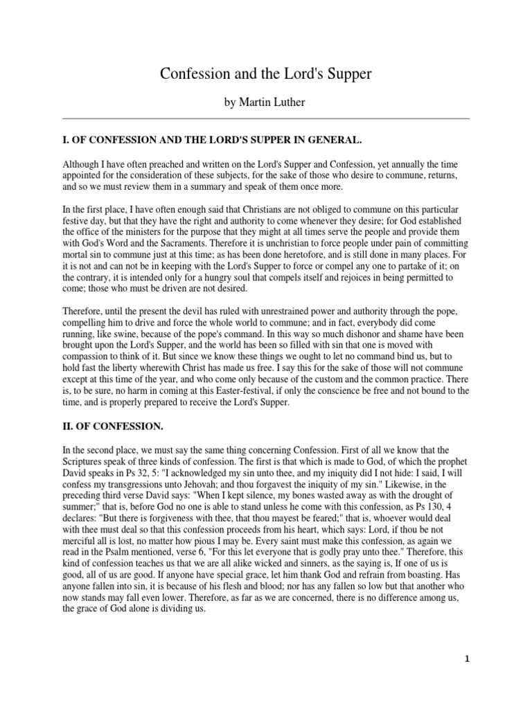 Luther Confession LordSupper | PDF | Confession (Religion) | Eucharist