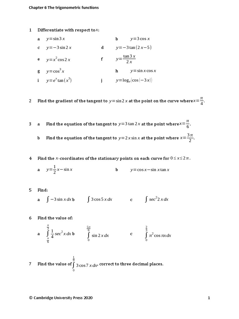 Chapter 6 Trigonometric Functions | PDF | Trigonometric Functions | Sine