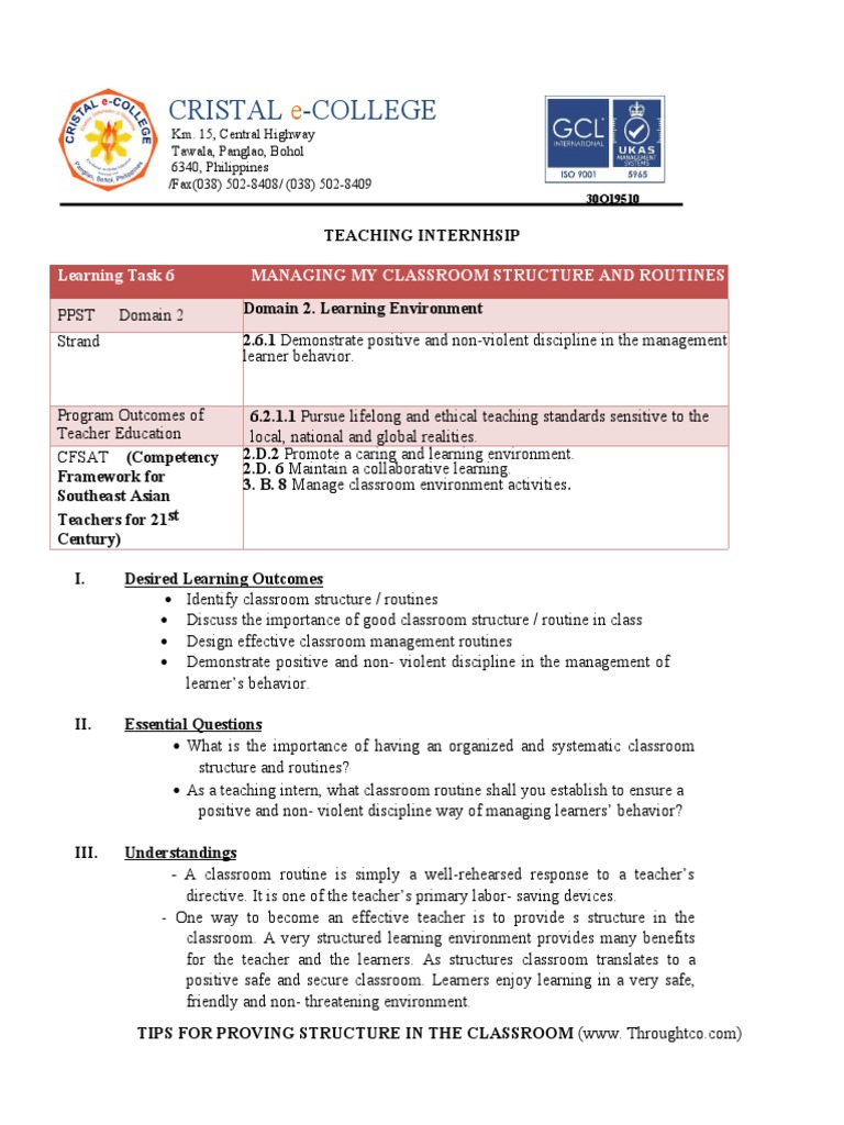 Learning Task 6 | PDF | Classroom | Teachers