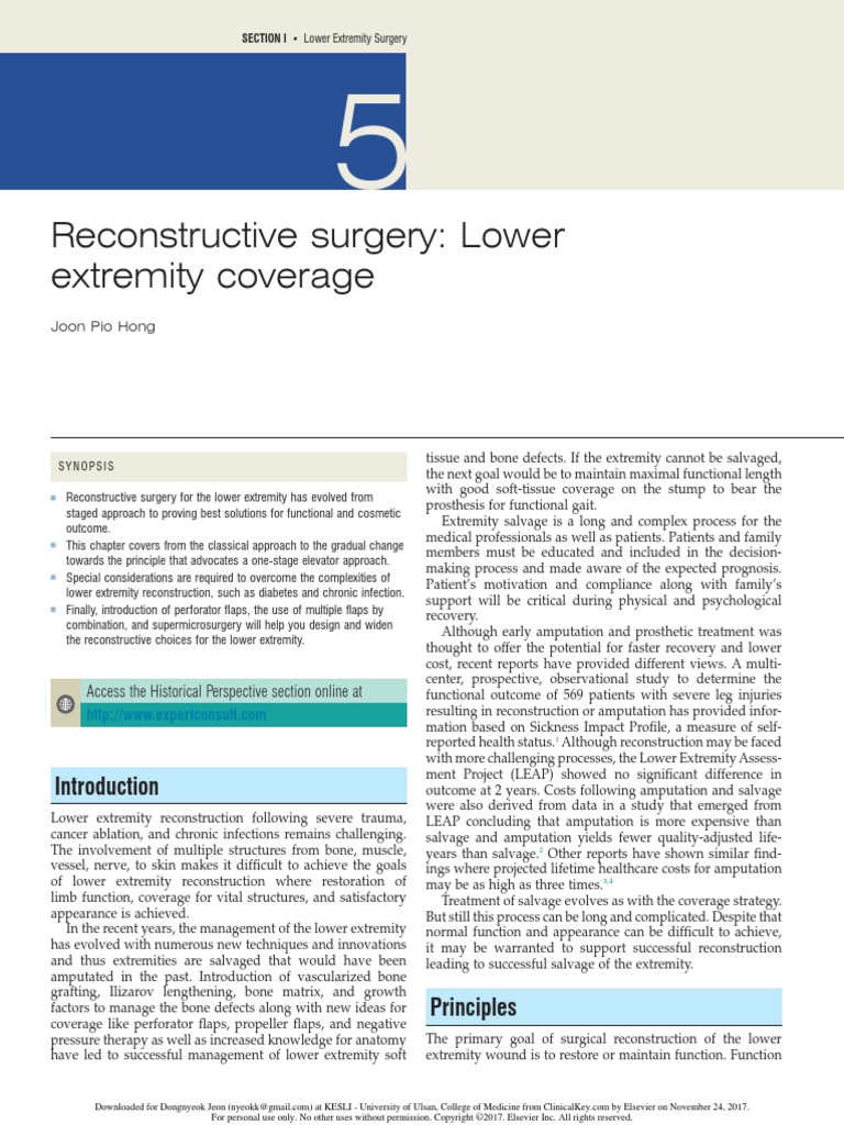 Reconstructive Surgery - Lower Extremity Coverage | PDF | Amputation ...