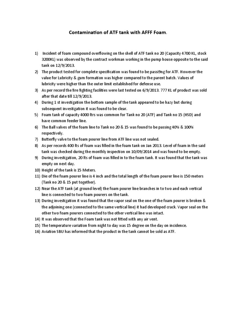 Case Study Contamination of ATF Tank | PDF
