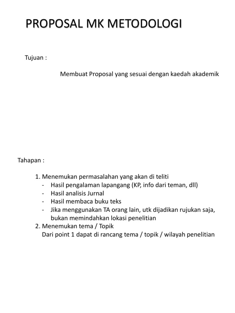 Proposal Penelitian MK Metodologi | PDF