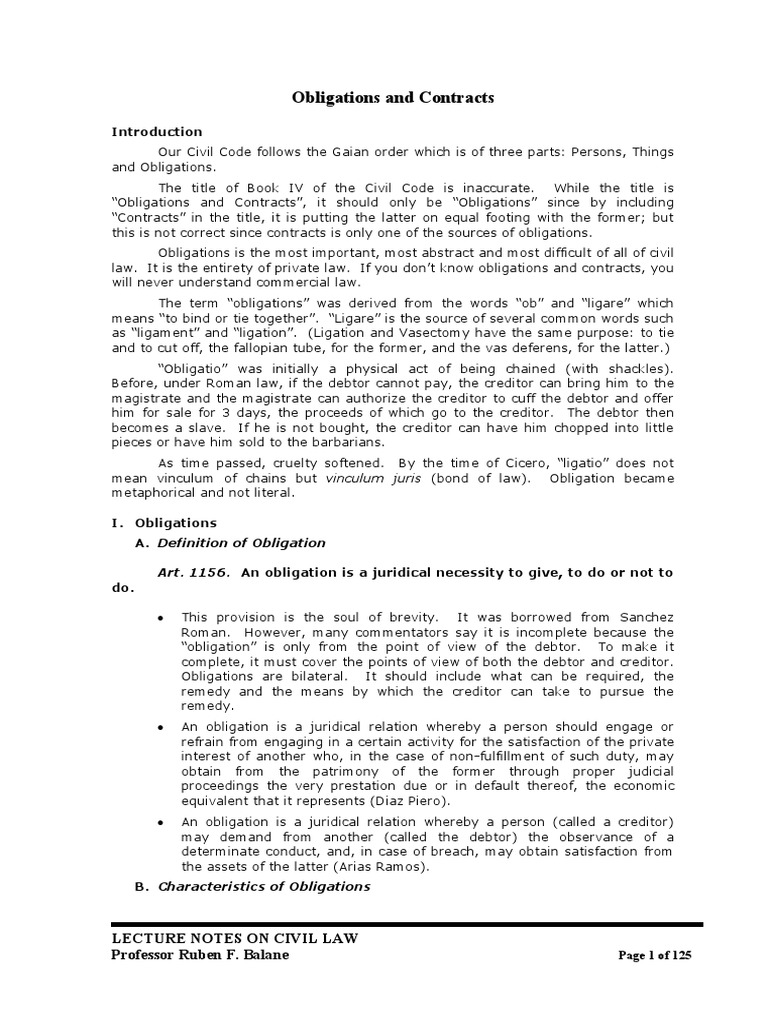 Notes On ObliCon by Prof. Ruben Balane | PDF | Legal Liability | Law Of ...