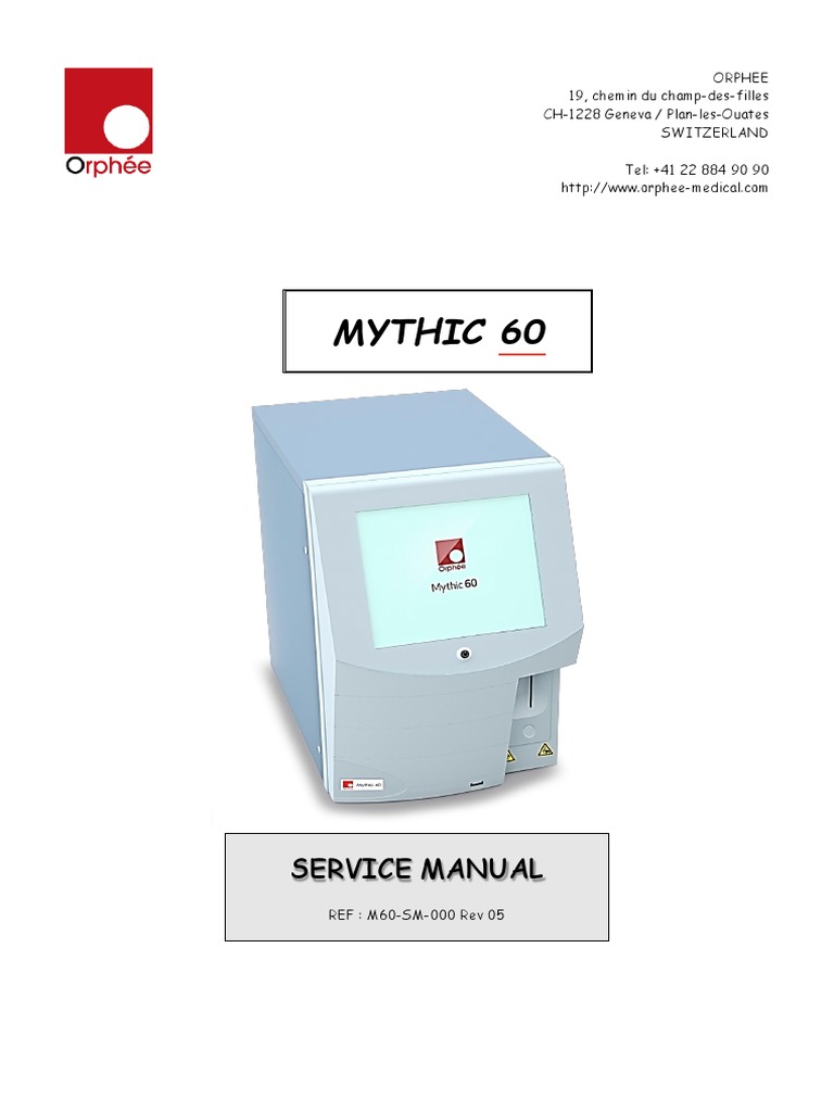 Mythic 60: Service Manual | PDF | Syringe | Vacuum Tube