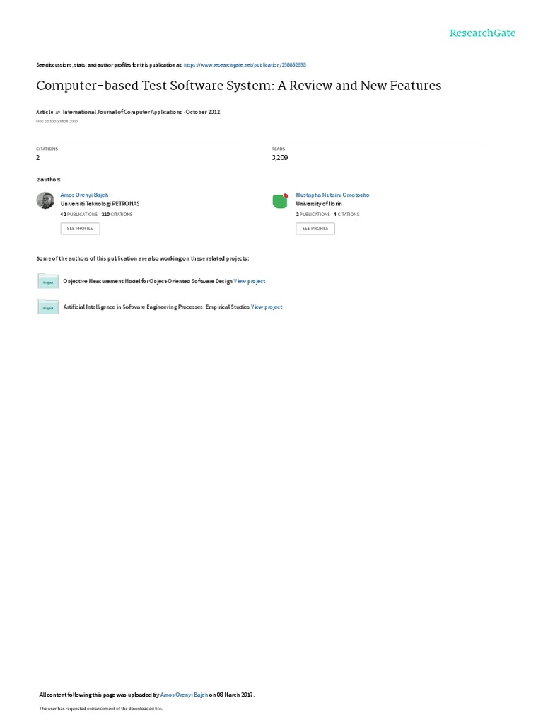 Computer-Based Test Software System A Review and N | PDF | Test ...