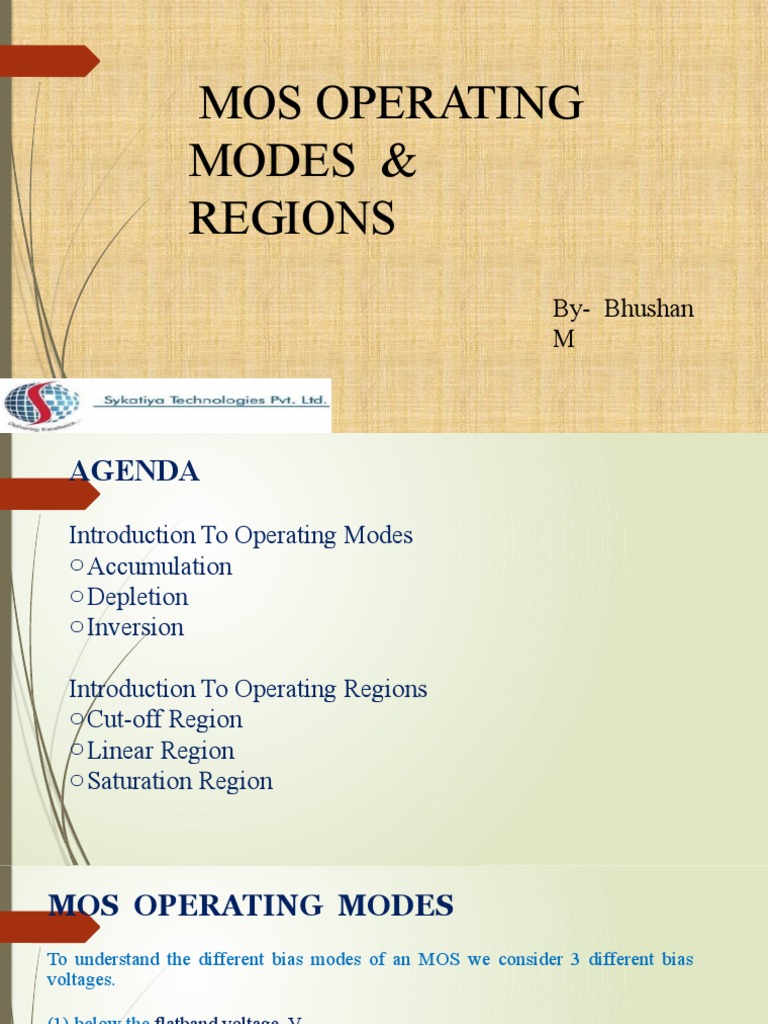 Mos Operating Modes & Regions: By-Bhushan M | PDF