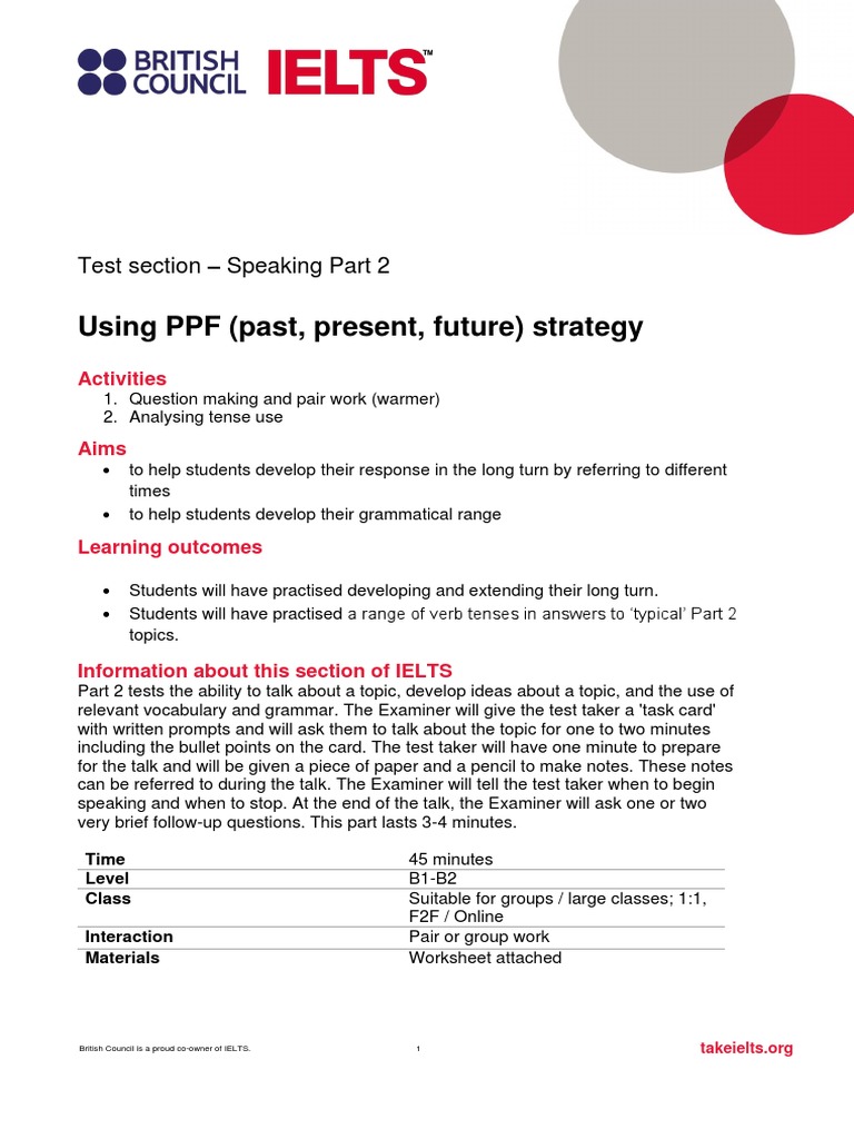 Using PPF (Past, Present, Future) Strategy: Test Section - Speaking ...