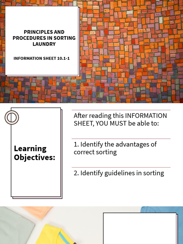 Principles and Procedures in Sorting Laundry | PDF | Laundry