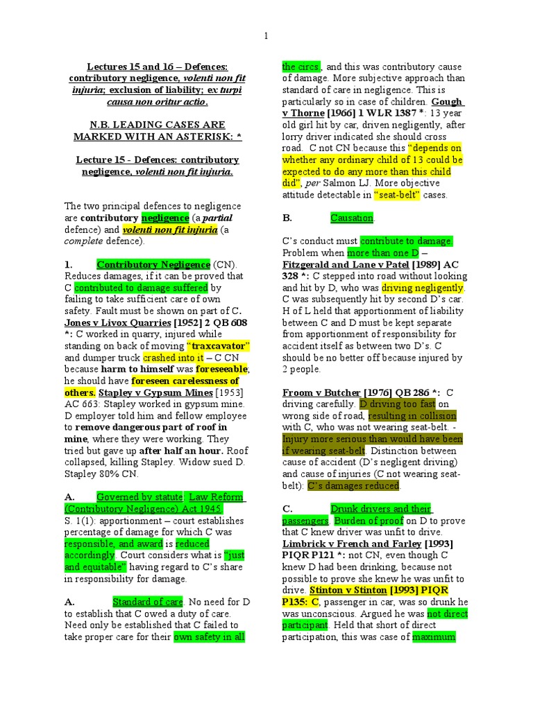 Lectures 15 and 16 Handout | PDF | Negligence | Tort