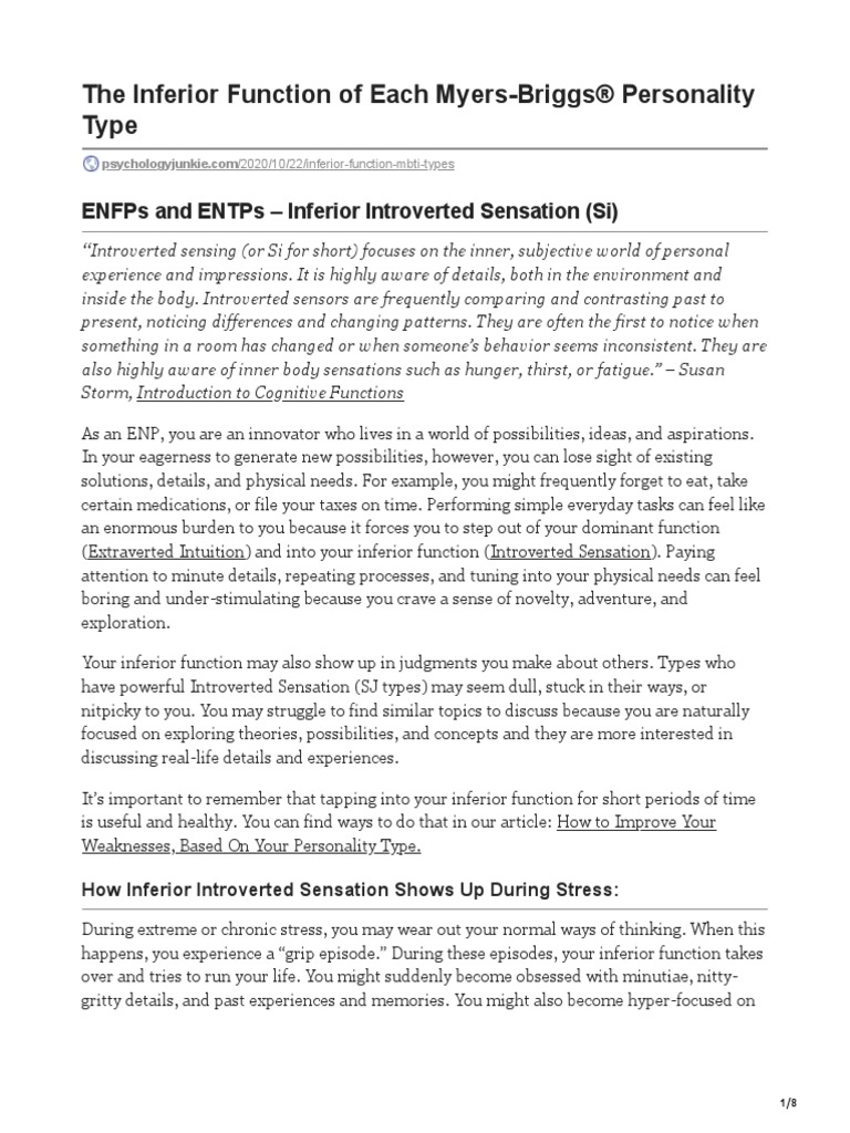 4-The Inferior Function | Download Free PDF | Personality Type ...