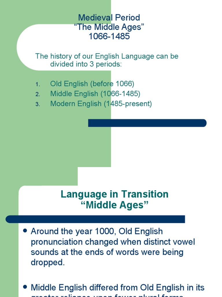 Medieval Period "The Middle Ages" 1066-1485 | PDF | English Language ...