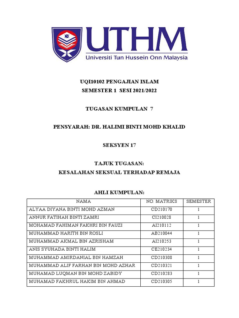 Undang-Undang Jenayah Islam - Group7 | PDF