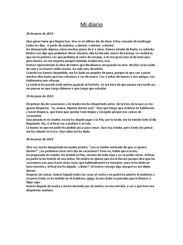 Mi diario de verano 2019 | PDF