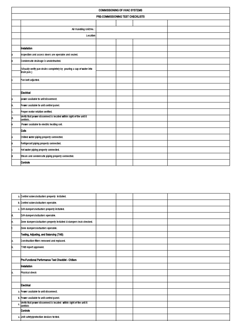 HVAC Systems Commissioning Checklist | PDF | Thermostat | Water Heating