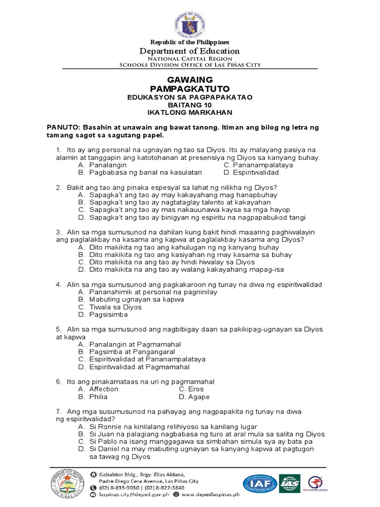 Third Quarter Grade 10 - Las-Template - Guide-Sy2021-2022 | PDF