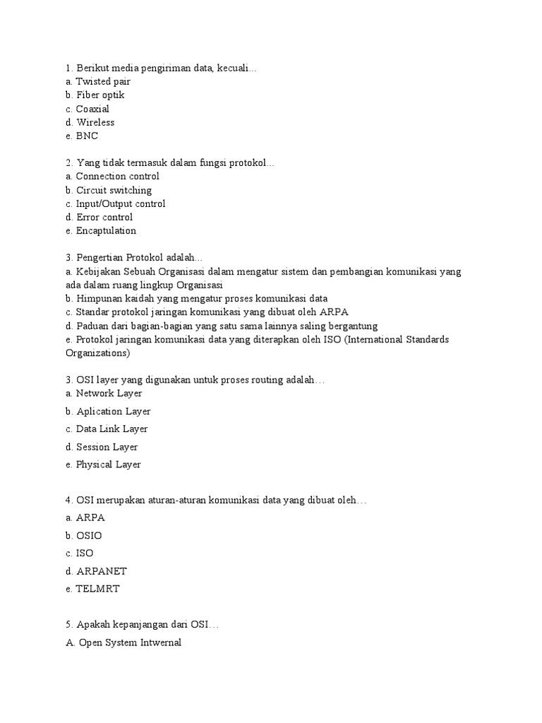 Kuis Jaringan dan Protokol Komputer | PDF | Komputer