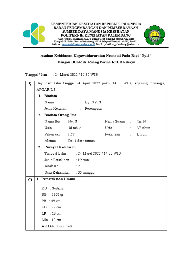 SOAP GADAR NEONATAL - Amel | PDF
