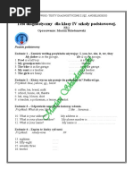 Test Diagnostyczny Z Języka Angielskiego - 4 Klasa | PDF