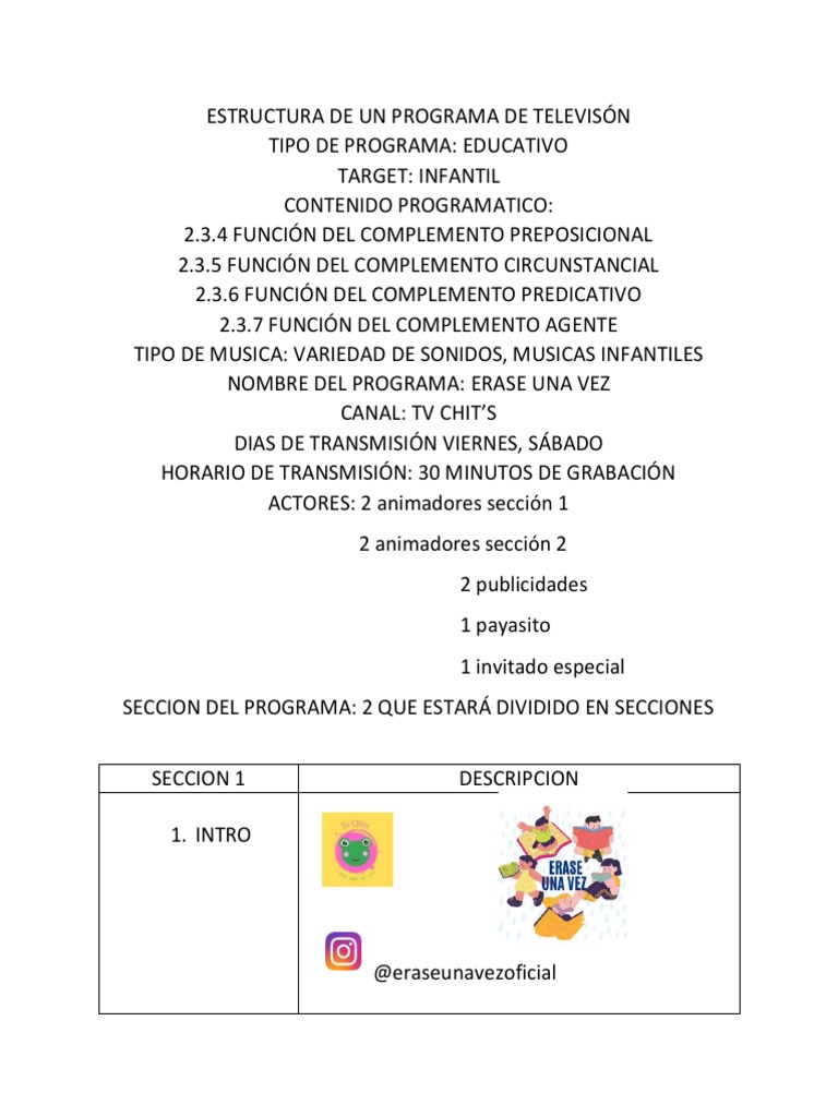 Estructura de Un Programa de Televisón | PDF | Objeto (gramática) | Verbo