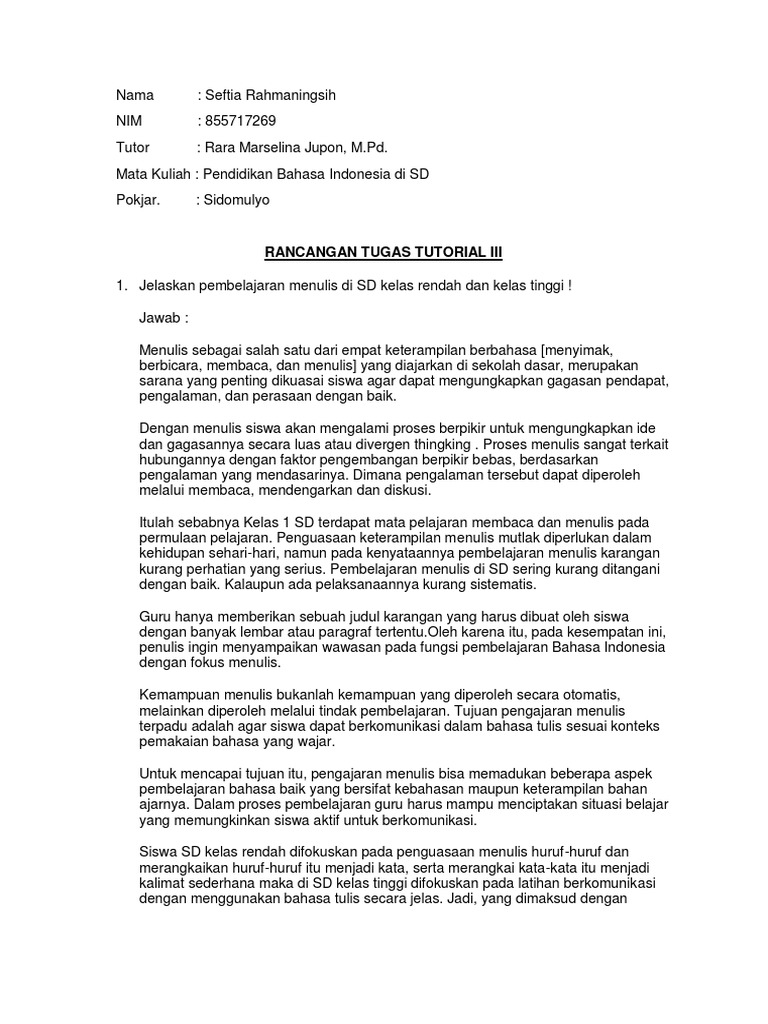 Kuis 3 Bahasa Indonesia | PDF