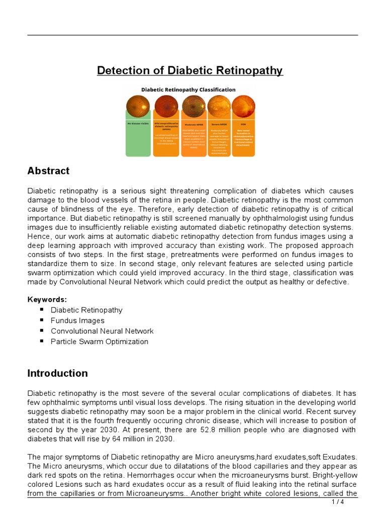 Detection of Diabetic Retinopathy Word | PDF | Retina | Fuzzy Logic