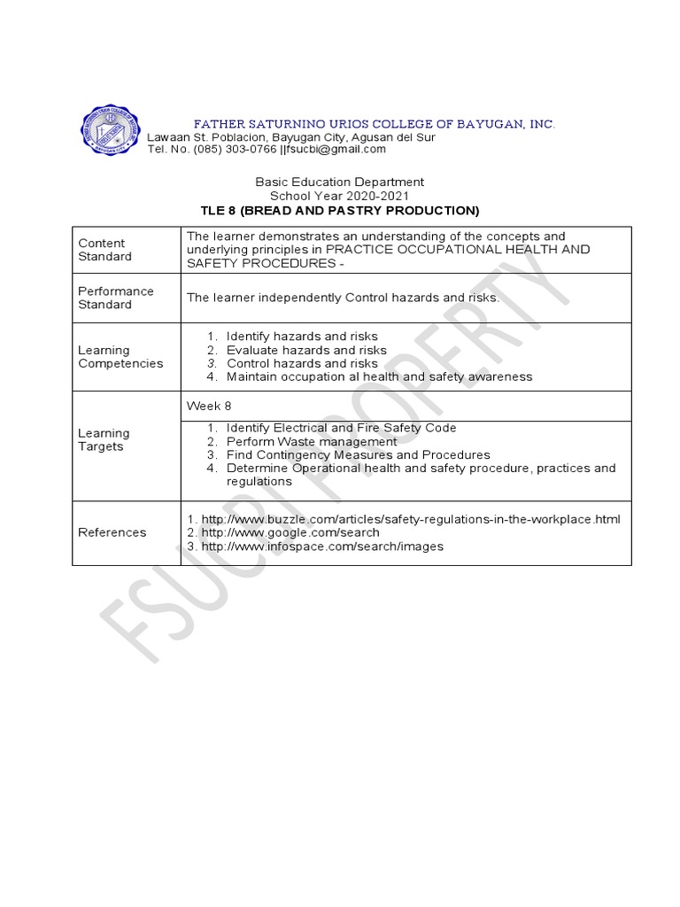 Week 8 Bread and Pastry | PDF | Fire Safety | Waste