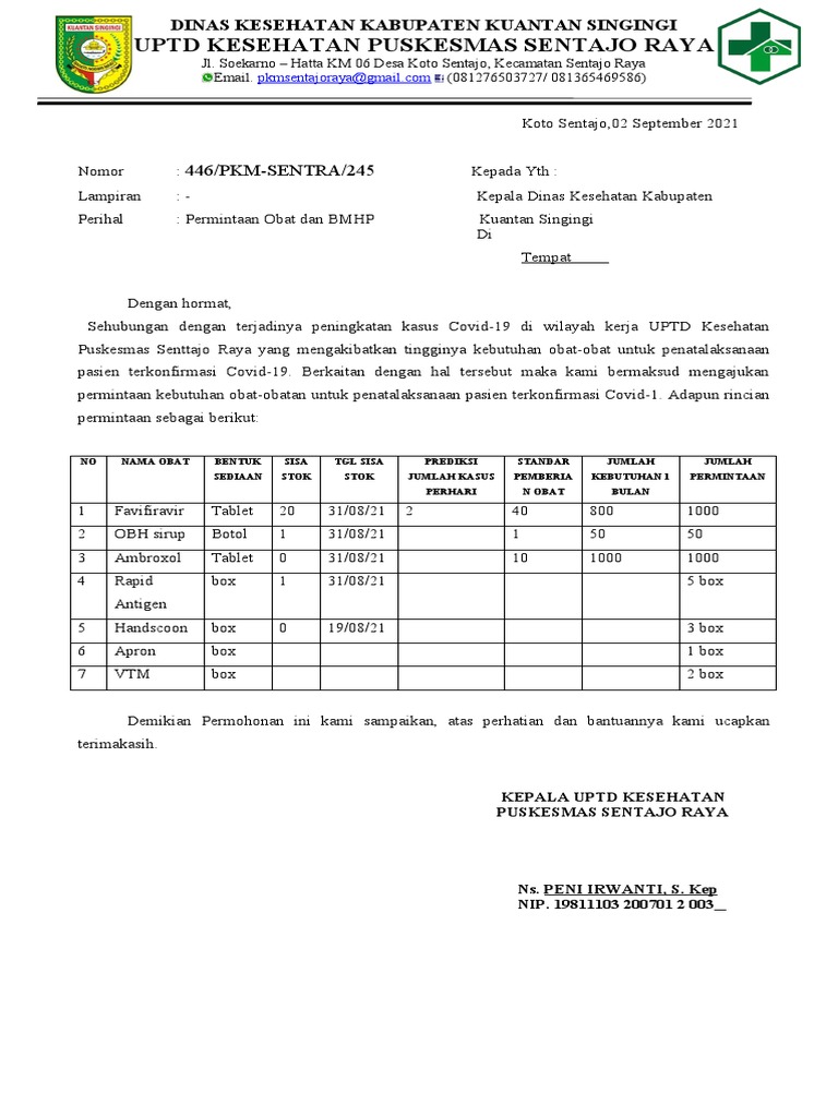 Contoh Surat Permintaan Obat-1 | PDF