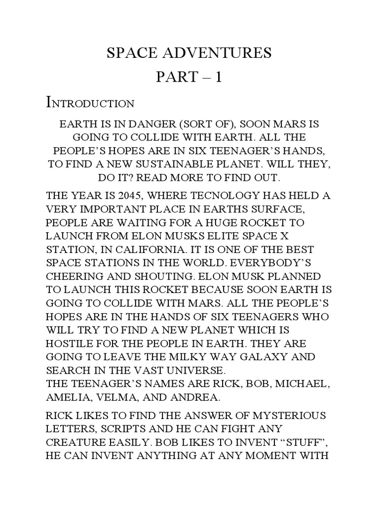 Space Adventures Story | PDF | Asteroid | Rocket