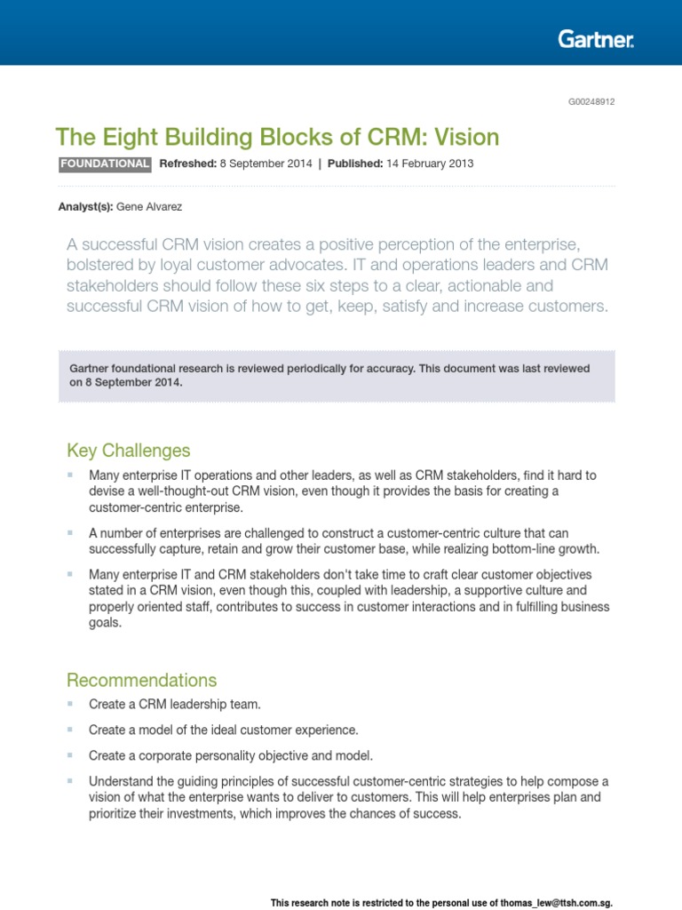 The Eight Building Blocks CRM Vision 8sep2014 of 248912 | PDF ...