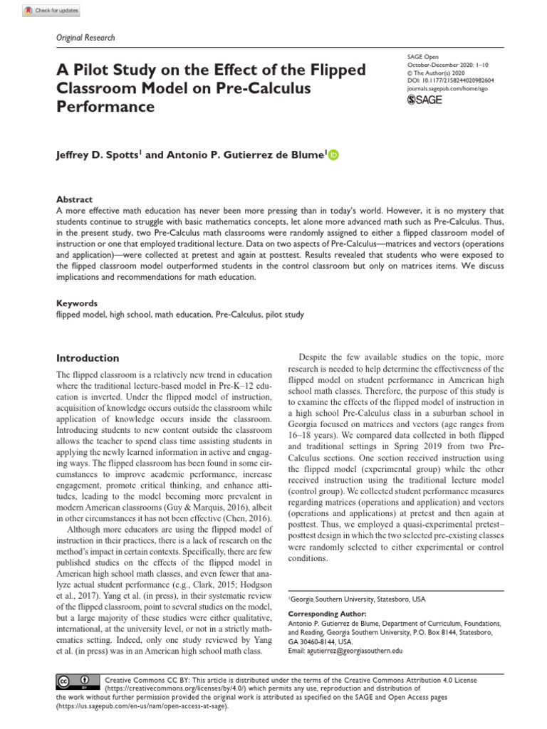 A Pilot Study On The Effect of The Flipped Classroom Model On Pre ...