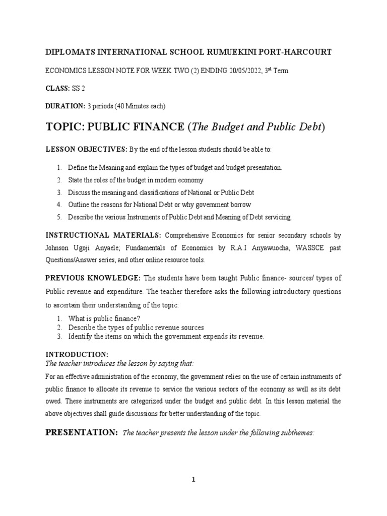 Public Finance: Budget and National Debt | PDF | Loans | Debt