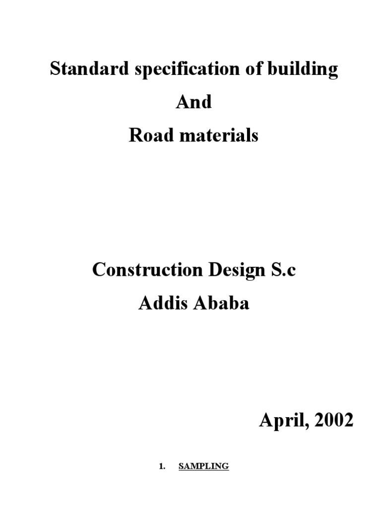 BDE Standard Specification of Building | PDF | Concrete | Road Surface