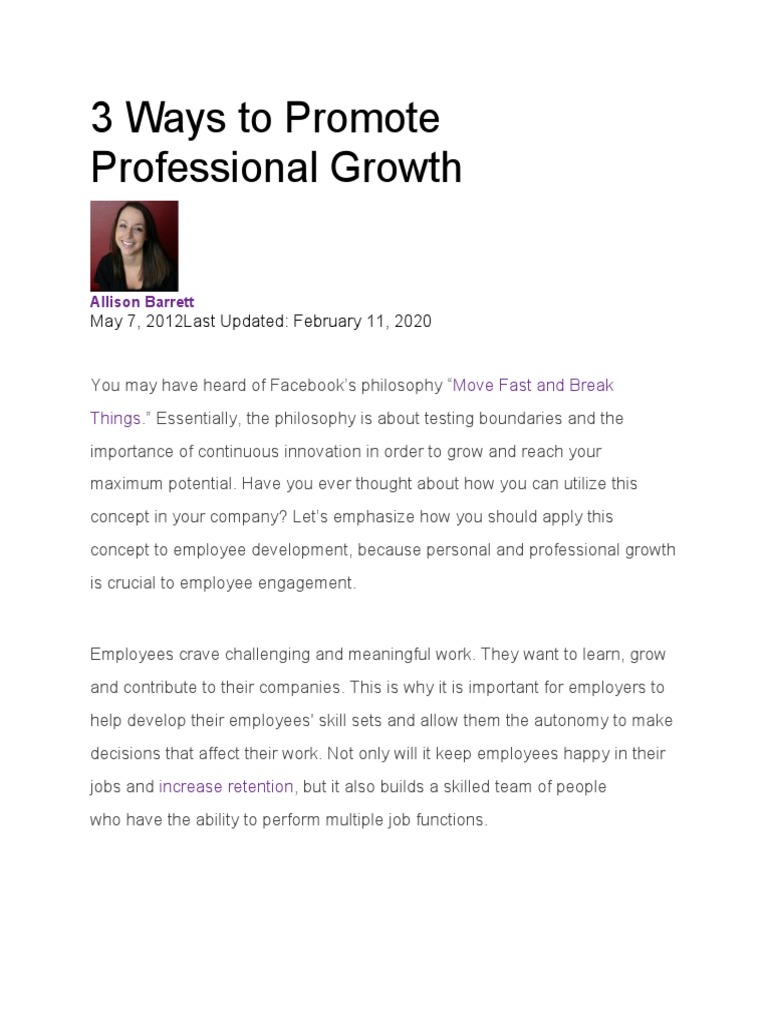 3 Ways To Promote Professional Growth | PDF | Career & Growth