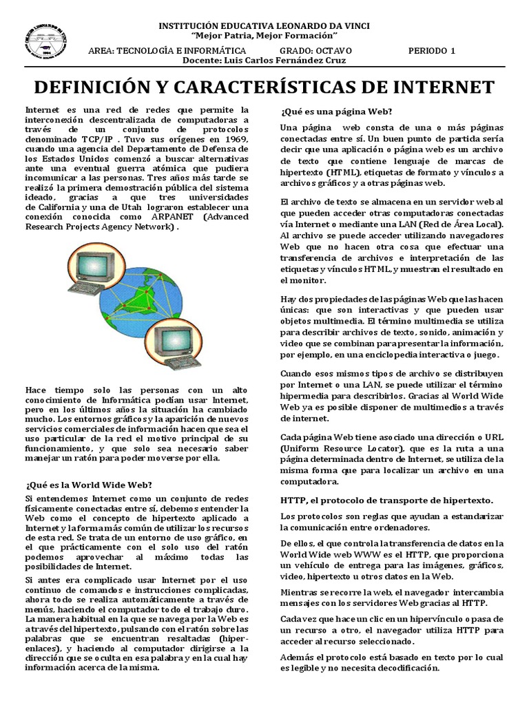 Definición y Caracteristicas de Internet | PDF | Red mundial | Internet ...