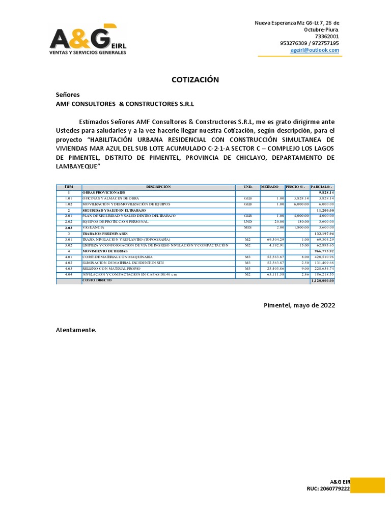 Modelo de Cotizacion de Consultoria | PDF