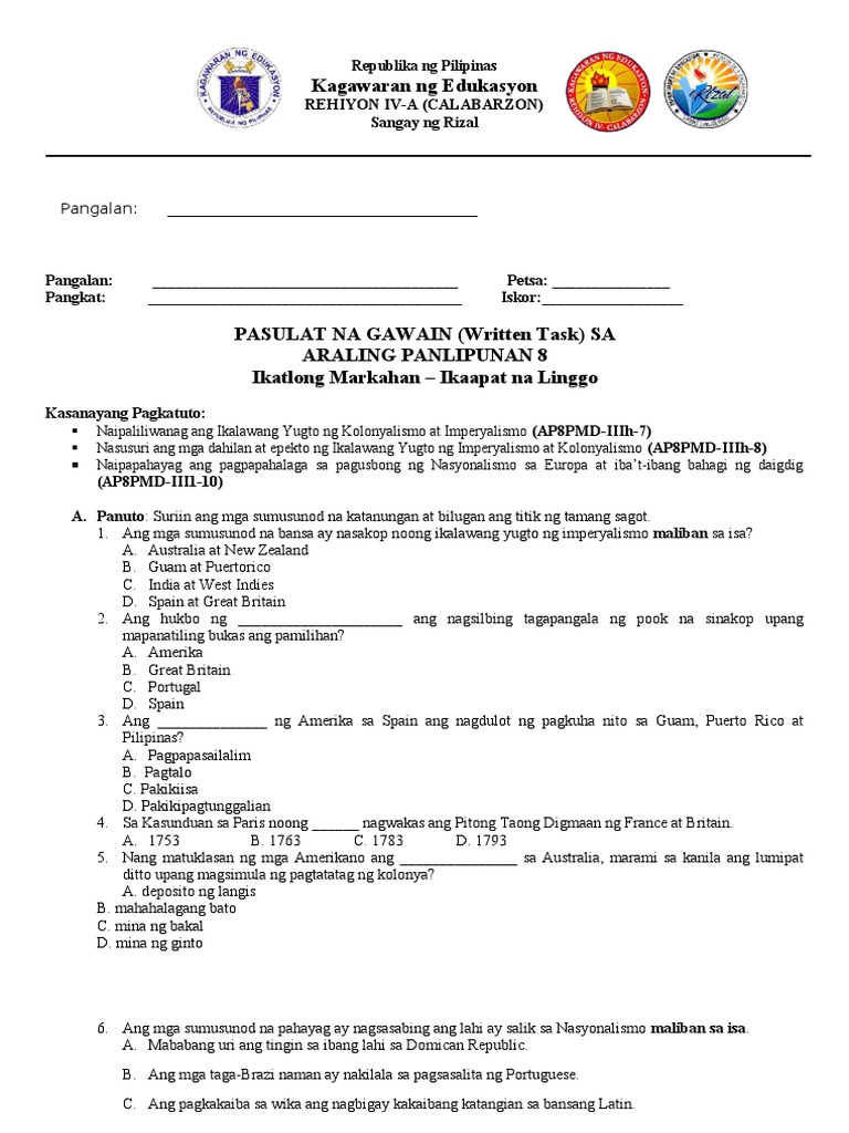Grade 8 - Q3 - WW4 | PDF