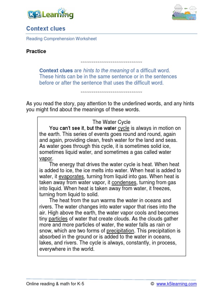Grade 4 Context Clues A | PDF | Water | Ice