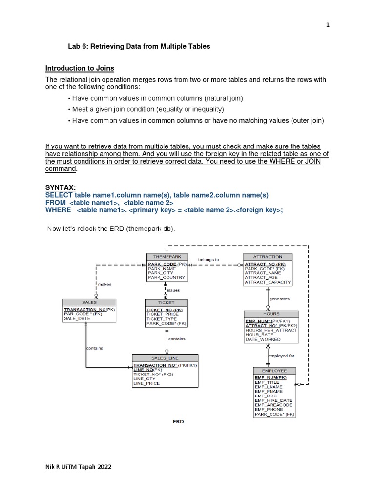 Lab 6: Retrieving Data From Multiple Tables | PDF | Table (Database ... Lab 6: Retrieving Data From Multiple Tables | PDF | Table (Database ...
