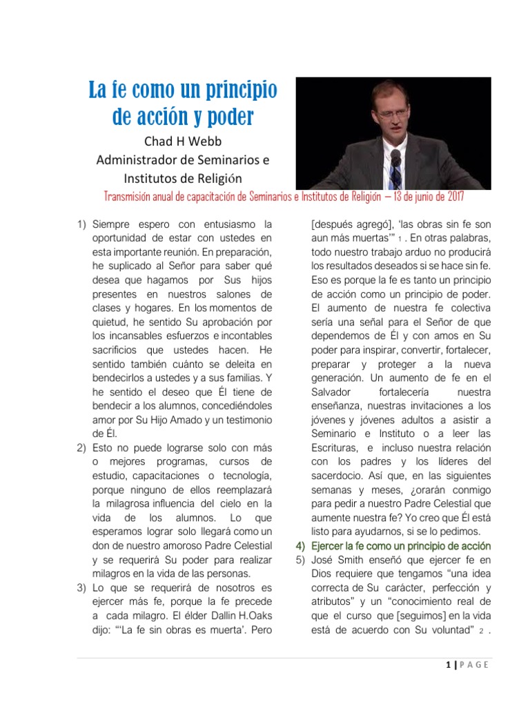 3 La Fe Como Un Principio de Accion y Poder 1 | PDF | Fe | Oración
