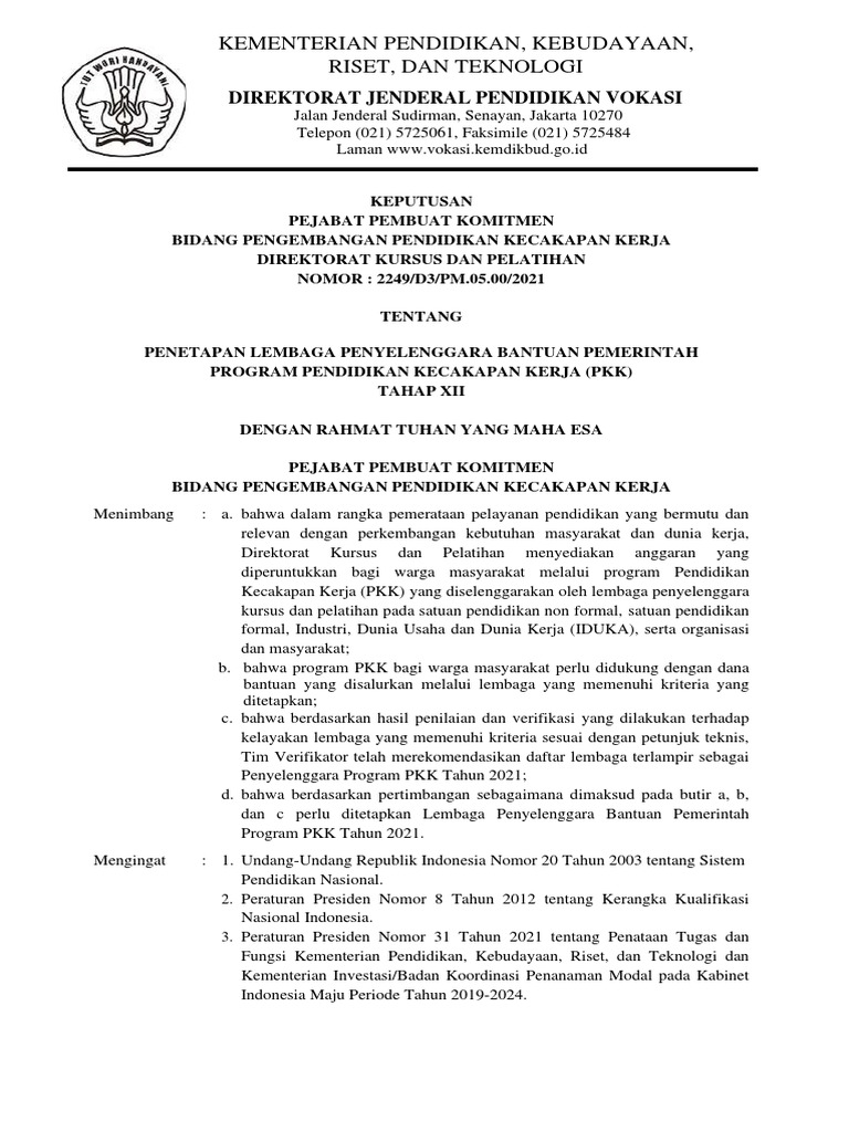 Kementerian Pendidikan, Kebudayaan, Riset, Dan Teknologi: Direktorat ...
