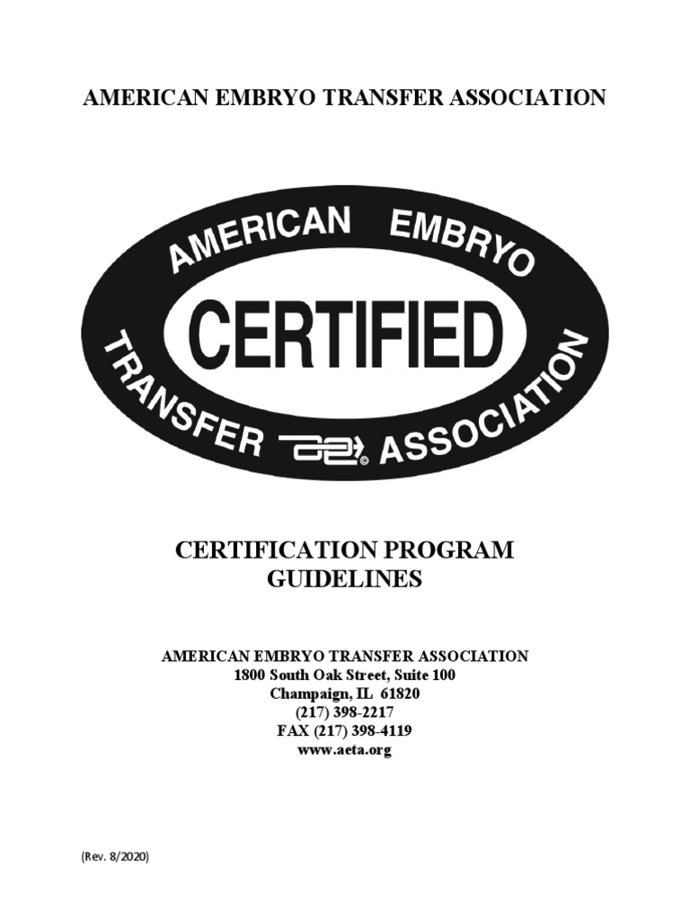 AETA Certification Program Guidelines | PDF | In Vitro Fertilisation ...