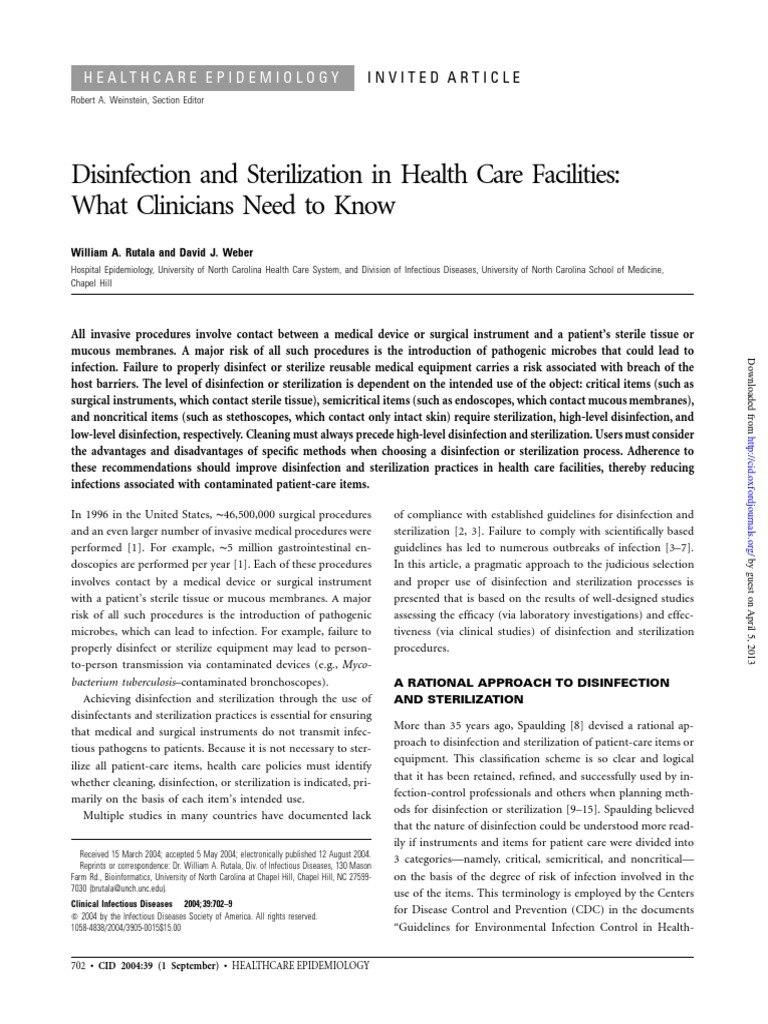 Rutala - Disinfection and Sterilization in Health Care Facilities What ...
