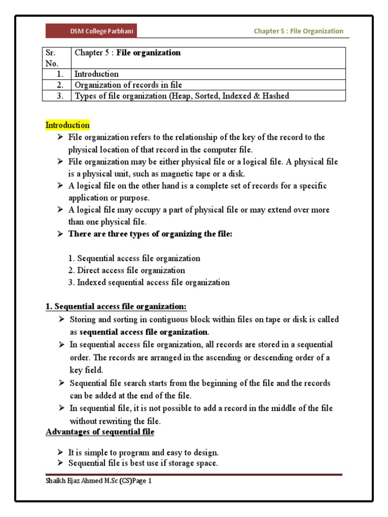 Chapter 5: File Organization | PDF | Database Index | Computer File