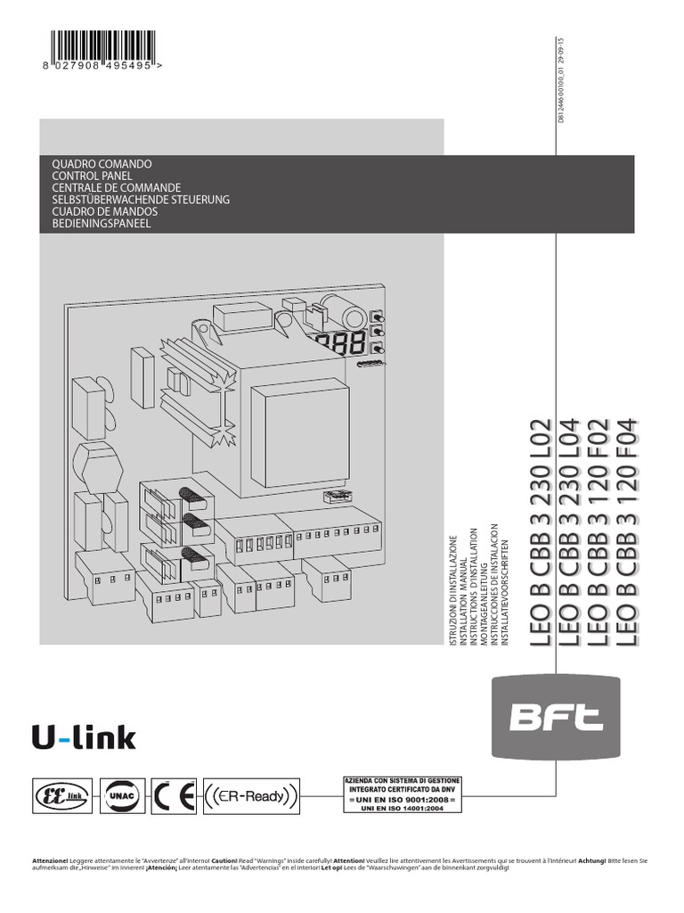 Manual Placa Motor BFT Modelo Leo | PDF