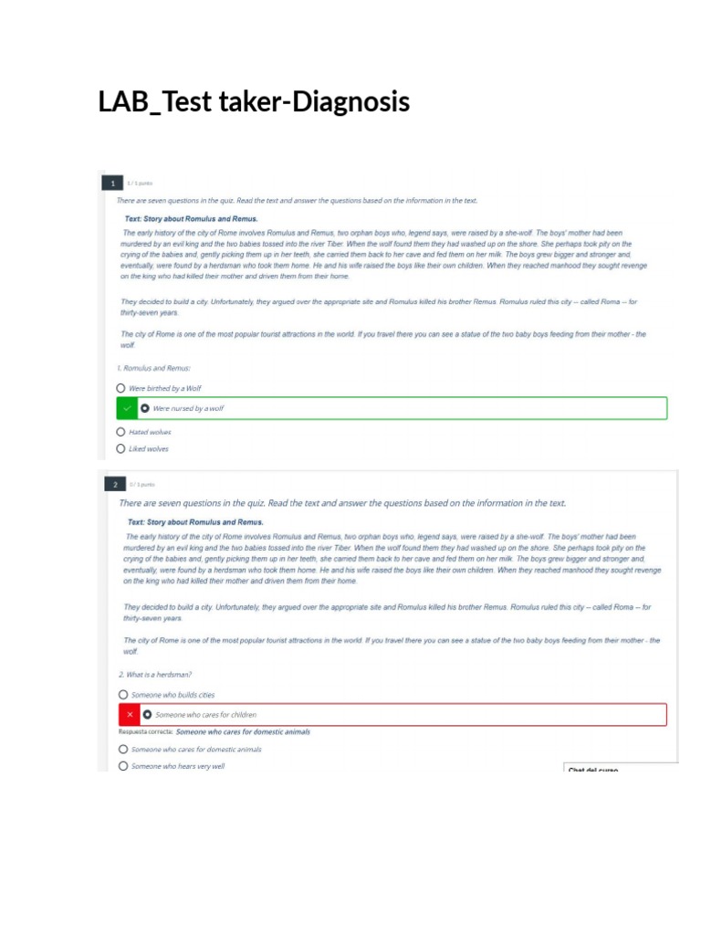 LAB Test Taker Diagnosis Guide | PDF